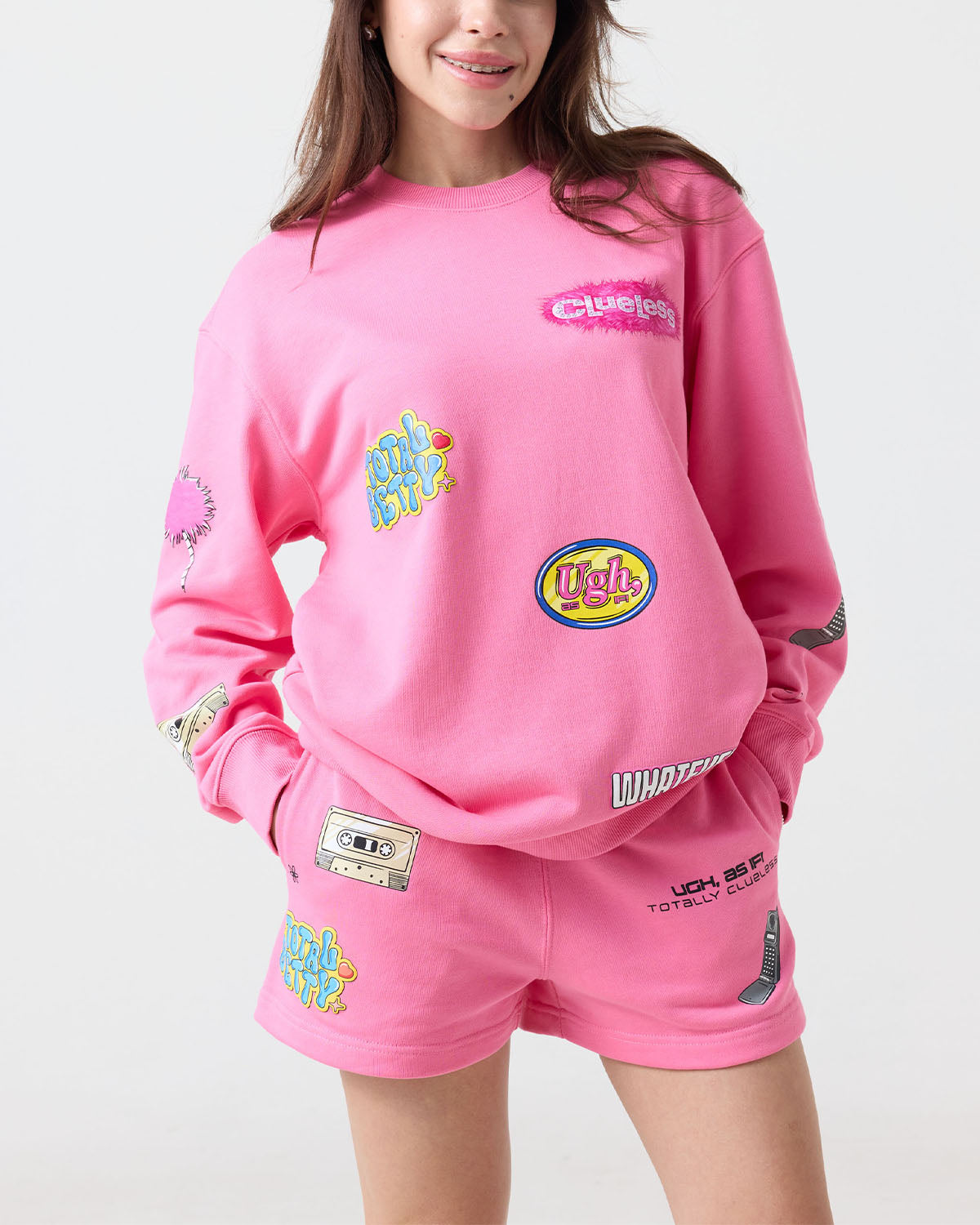 Clueless Collage Crewneck, Pink – Samii Ryan